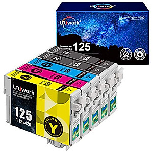 Uniwork Remanufactured Ink Cartridge Replacement for Epson 125 T125 use for NX125 NX127 NX130 NX230 NX420 NX530 NX625 Workforce 320 323 325 520 Printer Tray (2 Black, 1 Cyan, 1 Magenta, 1 Yellow)