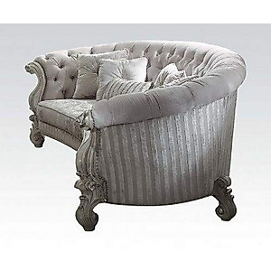 ACME Versailles Sofa w/5 Pillows - 52085 - Ivory Velvet & Bone White
