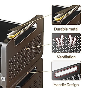 FSLGWRK 4 Tier Rolling Cart, Stackable Metal Kitchen Storage Cart with Wheels, Black