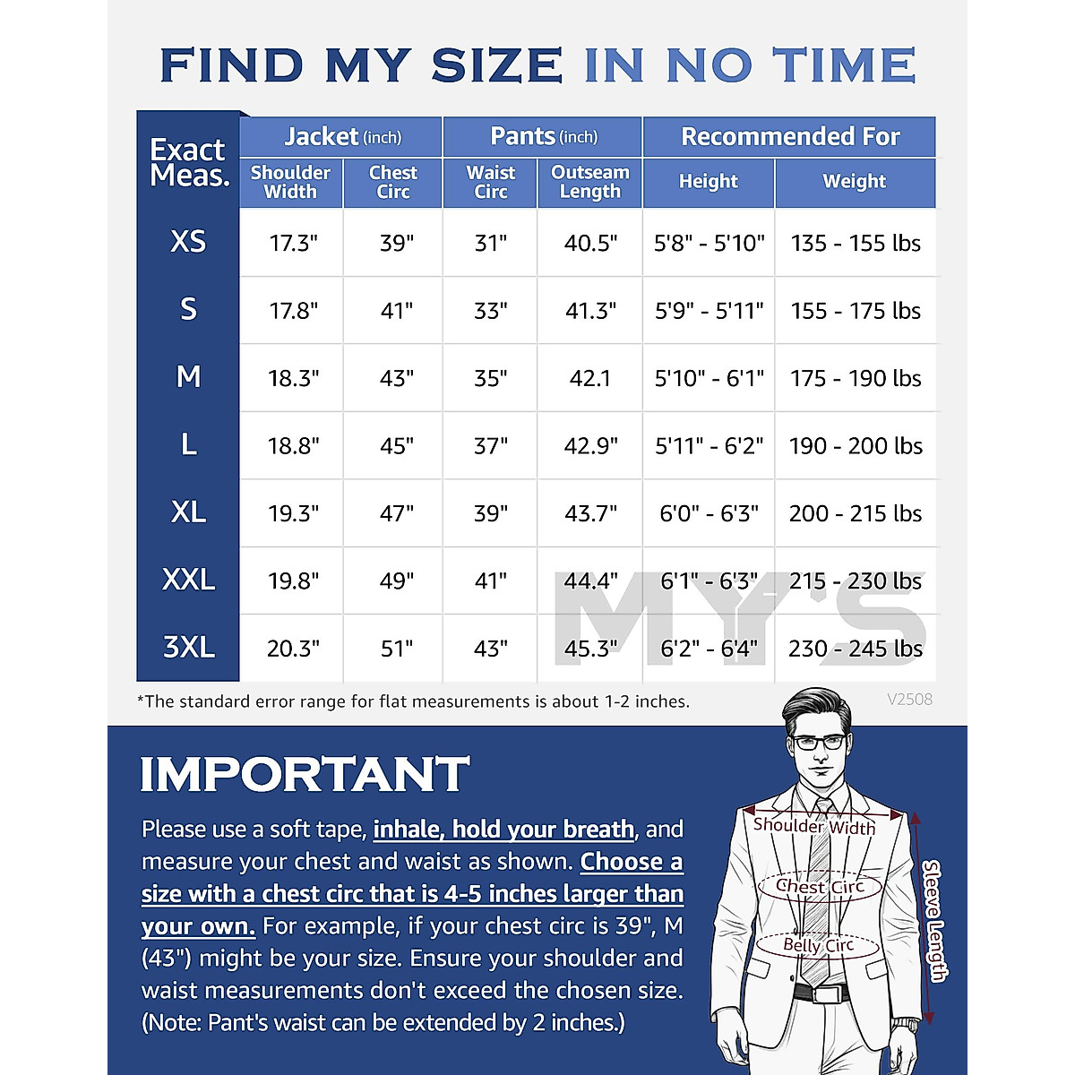 MY'S Men's 3 Piece Slim Fit Suit Set, One Button Solid Jacket Vest Pants with Tie Deep Blue X-Small