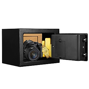 TENAMIC Safe Box 0.23 Cubic Feet Electronic Digital Security Box, Keypad Lock Box Cabinet Safes, Solid Alloy Steel Office Hotel Home Safe, Black