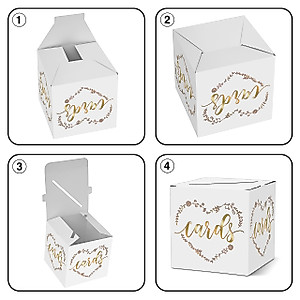 AWSICE Classic Heart Elegant Card Box – 1 Set Hot Stamping Card Receiving Box for Gift Envelope Money – Wedding Bridal Baby Shower Birthday Graduation Party Supplies Decorations (8"*8"*8", Gold)-A19