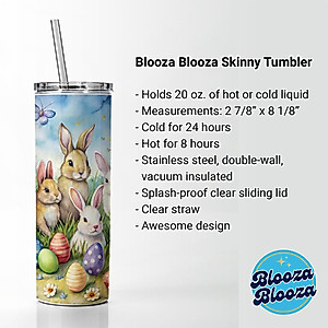 Easter Bunnies Watercolor Skinny Tumbler 20oz with Straw Insulated Water Bottle Gift