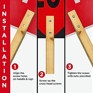 OLANZU Handheld Stop Slow Sign with Wooden Handle - 12" x 12" Double sided Crossing Guard Stop Sign - Honeycomb Reflective Road Sign,Aluminum Sign - Easy to Install