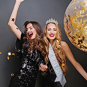 Chanaco Birthday Sash Birthday Crowns for Women Birthday Girl Sash Birthday Girl Crown Silver Birthday Tiara Happy Birthday Decorations for Women Birthday Party Suppliers Gifts