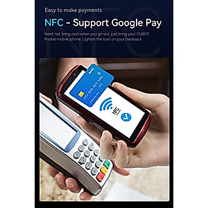 CUBOT Pocket 4.0 inch Mobile Phone, 4G Smartphone SIM Free Phones Unlocked, Android 11 Small Phone,16MP Camera,3000mAh,4GB+64GB/128GB Extension,Face ID/NFC/GPS (Black+Red)