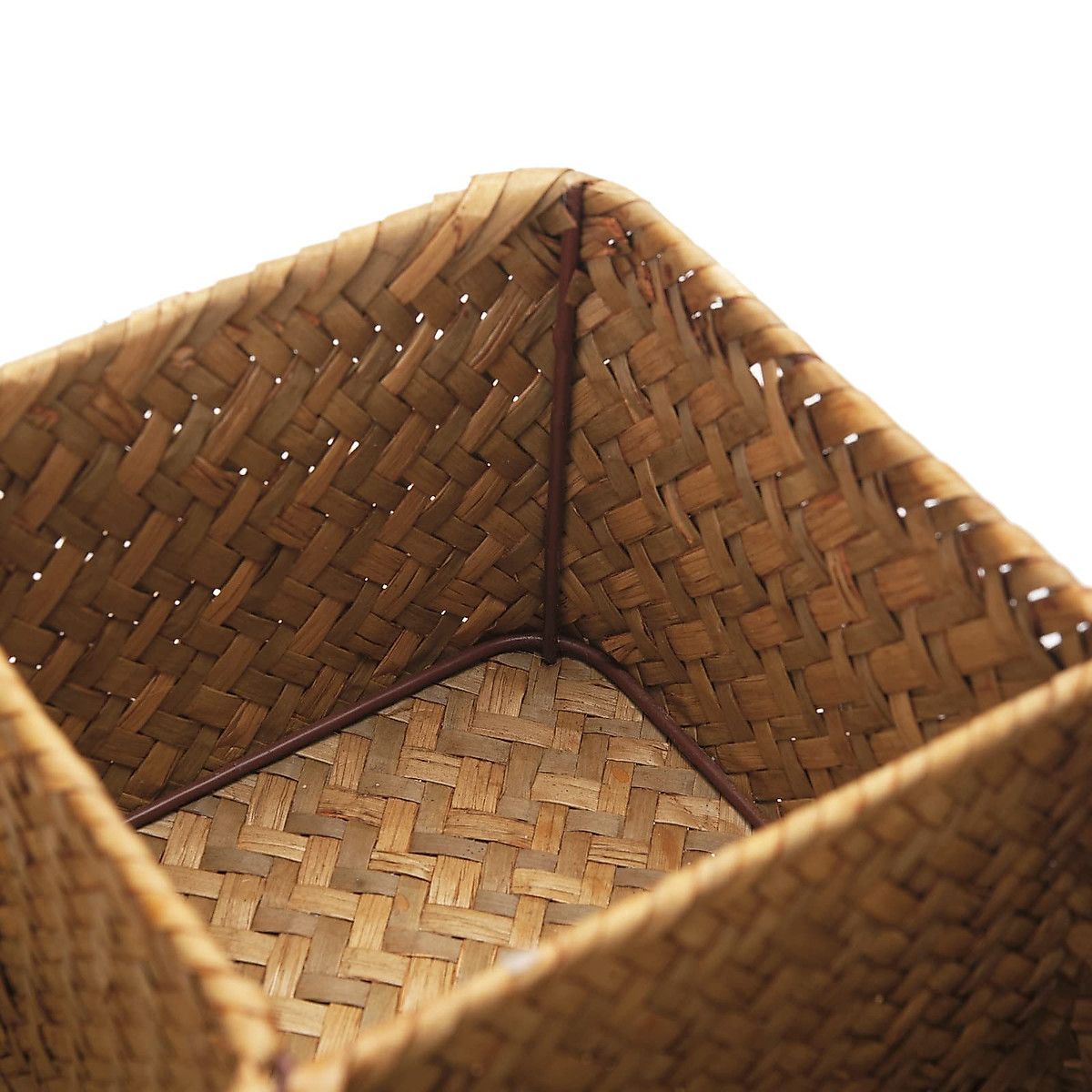 Tea Bag/Sugar Packet Holder, Coffee Station Condiment Organizer, Seagrass Storage Basket, Wicker Rattan Divided Basket Organizer for Drawer/Shelf/Countertop