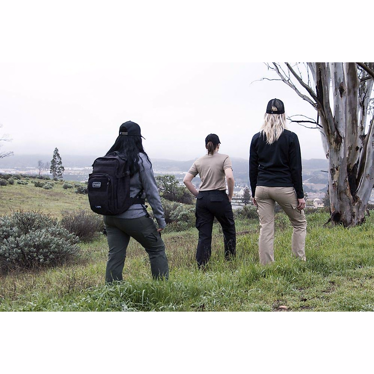 LAPG Women's Uniform Tactical Pants, Elastic Waistband, Durable Work Training Cargo Pants for Women, Navy, Size 6, Regular