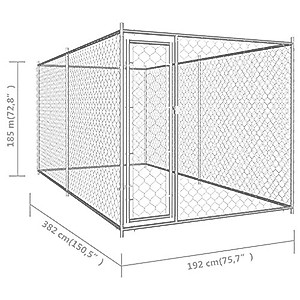 vidaXL Outdoor Dog Kennel Dog Pet House Playpen Animal Dog Supply Enclosure Fencing Panel Metal Weather-resistant Easy to Assemble 150.4"
