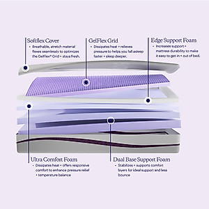 Purple Plus Twin XL Mattress, GelFlex Grid, Better Than Memory Foam, Premium Comfort Foam Layer, Temperature Neutral, Responsiveness, Breathability, Made in USA
