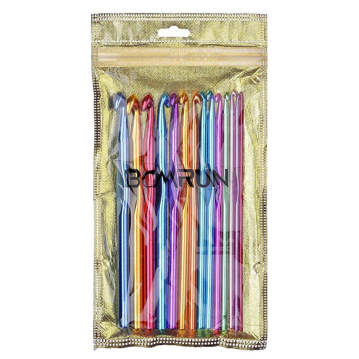 BCMRUN 14 pcs Multicolor Aluminum Crochet Hooks Knitting Needles Craft Yarn 2-10mm …