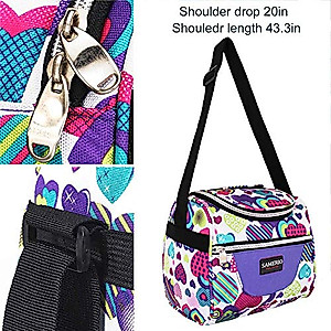 Kids Lunch Bag insulated Lunch Box Lunch Organizer Cooler Bento Bags for School Work/Girls Boys Children Student Women with Adjustable Strap and Zip Closure Travel Lunch Tote, Front Pocket (purple)