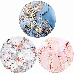 Multifunction Cell Phone Stands and Grips for Smartphones and Tablets Holder - Marble Blue Rose Gold Pink 3 Pack