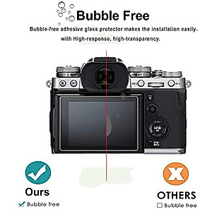 (Pack of 3) Tempered Glass Screen Protector for Fujifilm X-T3, AKWOX [0.3mm 2.5D High Definition 9H] Anti-Scratch Optical LCD Premium Protective Cover