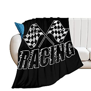XKAWPC Racing Checkered Flags Super Soft Flannel Blanket Lightweight Comfortable Throw for Home Bed Couch Sofa 50Inx60In, Throw blanket, White-style1