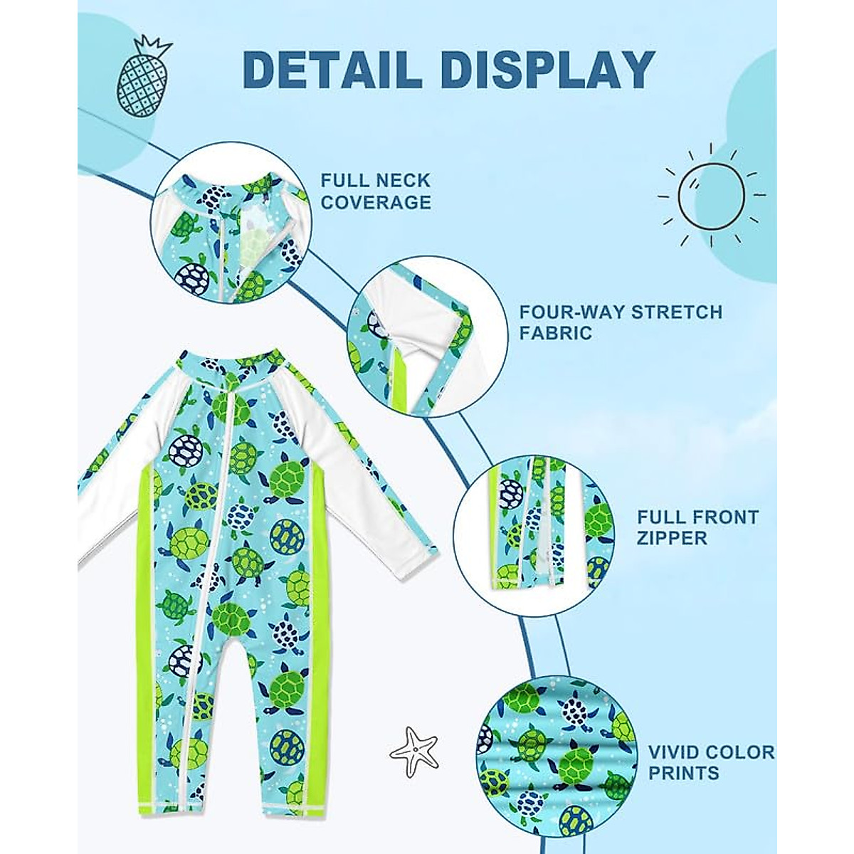 BesserBay Baby Girls Cute Tortoise Blue Swimwear One Piece Uv Protection Rashguard 6-12 Months