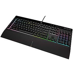Corsair K55 RGB PRO XT - Dynamic Per-Key RGB Backlighting - Six Macro Keys with Elgato Stream Deck Software Integration-IP42 Dust and Spill-Resistant-Detachable Palm Rest-Media and Volume Keys-Black