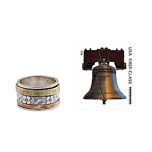 NOVICA Artisan Handmade Sterling Silver Meditation Spinner Ring Copper Brass Indian Floral No Stone [band Width 10 mm W] ' Floral Sheen'