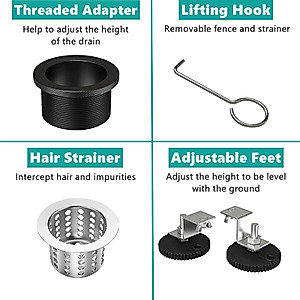 BARONAGE Linear Shower Drain 24 Inch with Removable Square Hole Pattern Cover Grate, 304 Stainless Steel Black Shower Floor Drain Watermark & CUPC Certified Include Accessories