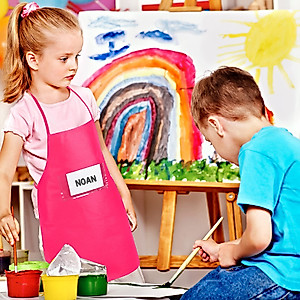 Shihanee 12 Pcs Kids Apron with Pockets Paint Apron Artists Apron Kids Art Smock for Kindergarten Classroom Cooking Activity(3-5 Y)