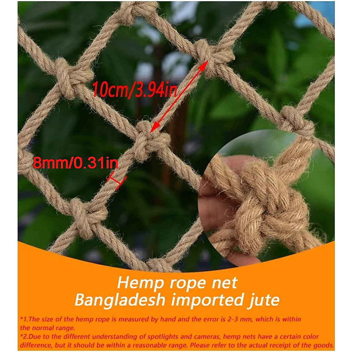 KACQIHTU Hemp Rope Net Child Safety Net Rope Fence Stairs Balcony Railings Garden Playground Safety Protection Rope Netting Climbing Net for Kids