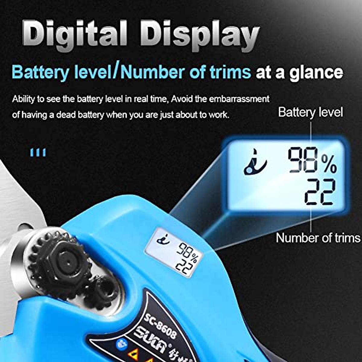 Cordless Electric Pruning Shears 32mm,16.8V Rechargeable Pruner Garden Shears Lightweight Branch Cutter with Backup Battery Powered and Portable Case (Size : Without Extension bar)