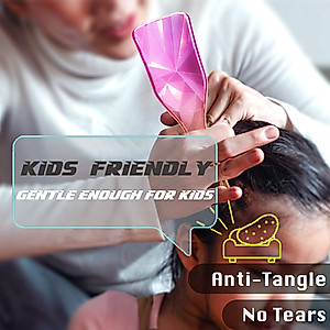 WYNK Hair Brush Detangler for Adults & Kids，Detangling Comb Hair Styling Tools & Appliances for Natural/Wavy/Curly/Coily/Wet/Dry/Oil/Thick/Straight/Long Hair (2 Pack, Tender Green&Pink)