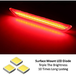 iJDMTOY Smoked Lens Red Full LED Rear Side Marker Light Kit Compatible with Ford 2015-up Mustang, Powered by 48-SMD LED, Replace OEM Back Sidemarker Lamps