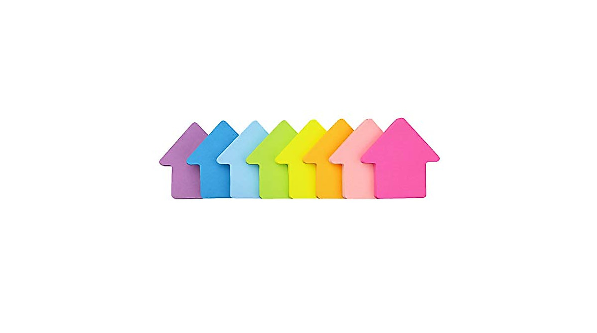 Bright Arrow Shape Sticky Notes - 8 Colorful Pads