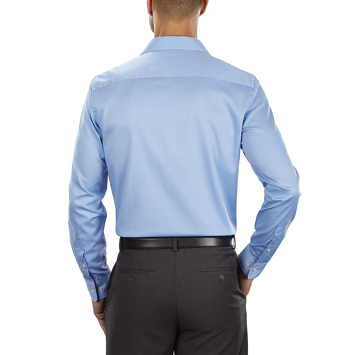 Van Heusen Men's Dress Shirt Slim Fit Flex Collar Stretch Solid, Blue Frost, 17" Neck 36"-37" Sleeve