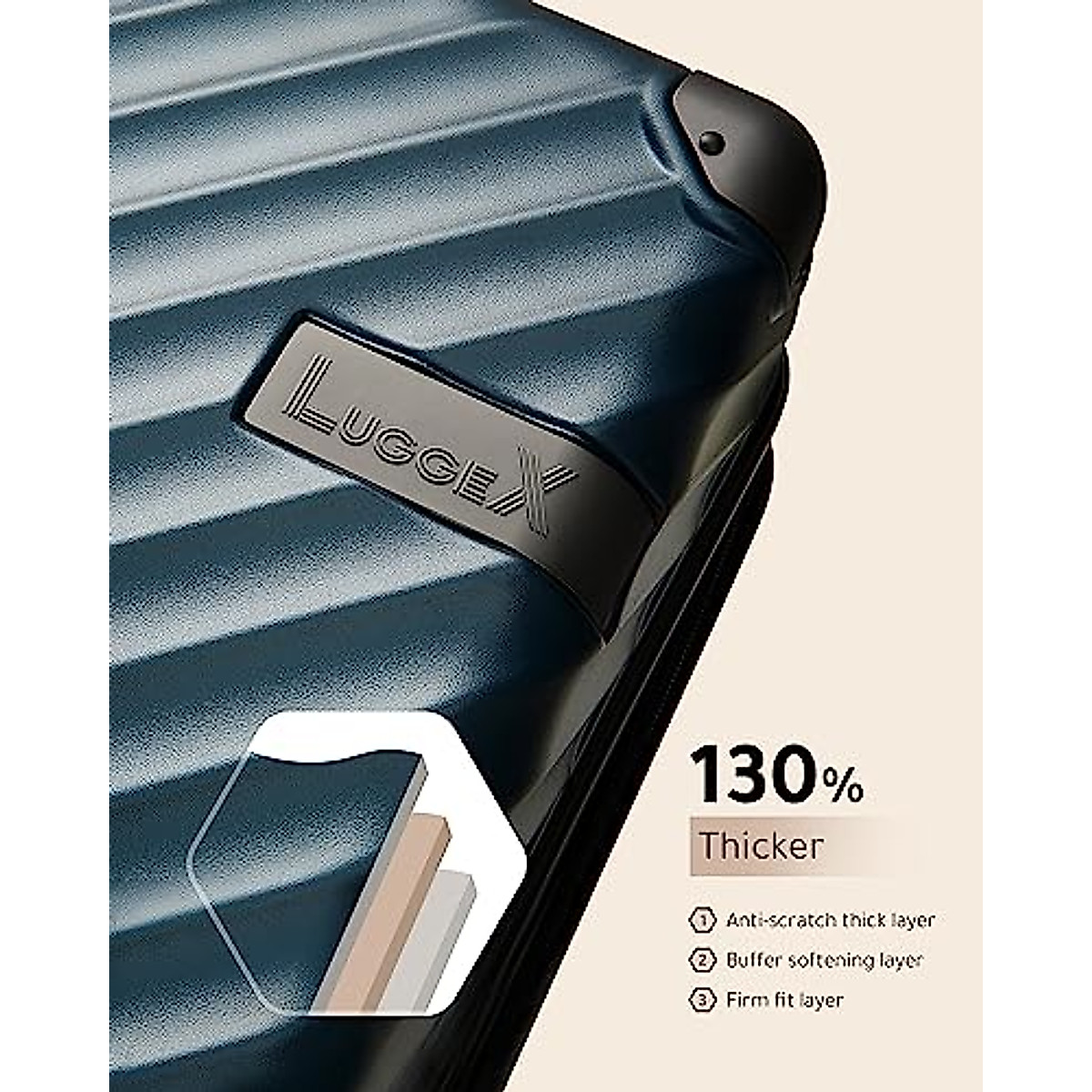 PC 3 Piece Luggage Sets with Spinner Wheels - Expandable Hard Suitcases with Wheels - Travel Luggage TSA Approve (Blue Suitcase)