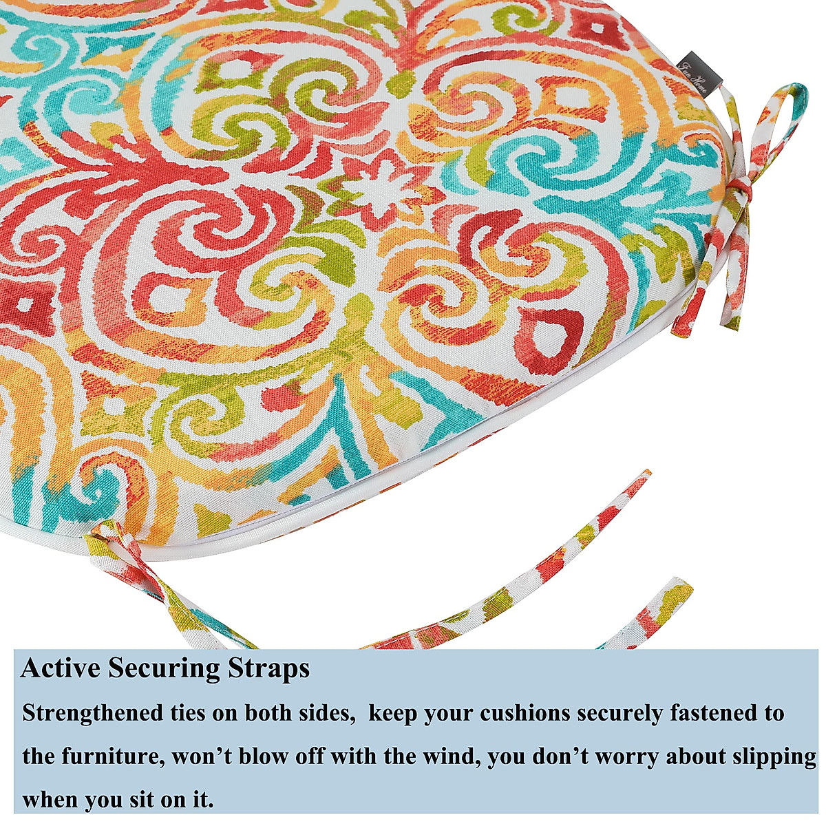 FUNHOME Outdoor Chair Cushions Set of 4, Waterproof Seat Cushions D16xW17 Inch, All Weather Patio Chair Pads with Tie, Cushions for Furniture Garden Office Decoration, Corinthian Dapple