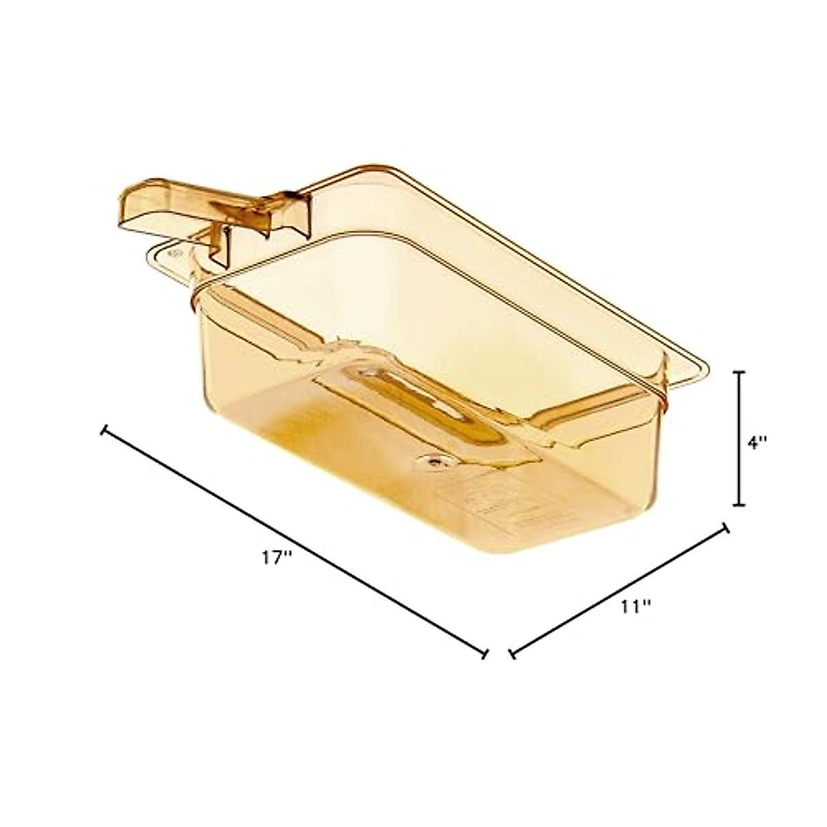 Carlisle FoodService Products 30861H13 StorPlus High Heat Food Pan with 1 Handle, 4" Deep, Third Size, Amber