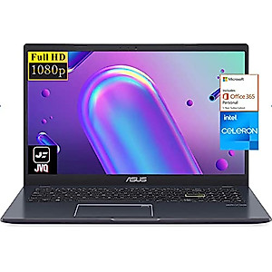 ASUS Newst Vivobook L510 Laptop, 15.6" FHD Display, Intel Celeron N4020(up to 2.8GHz), 4GB RAM, 256GB Storage, 1-Year Office 365, Backlit Keyboard, HDMI, USB-C, WiFi, Webcam, Windows, JVQ MP