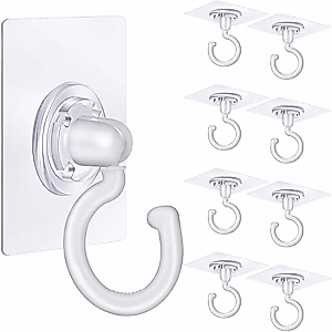 Jetec 9 Pieces Adhesive Ceiling Hooks White Under Cabinet Hooks Plastic Heavy Duty Adhesive Hooks Utility Hooks for Ceiling Hanging Sticky Ceiling Hooks for Kitchen Bathroom Bedroom Wall Hooks Holder
