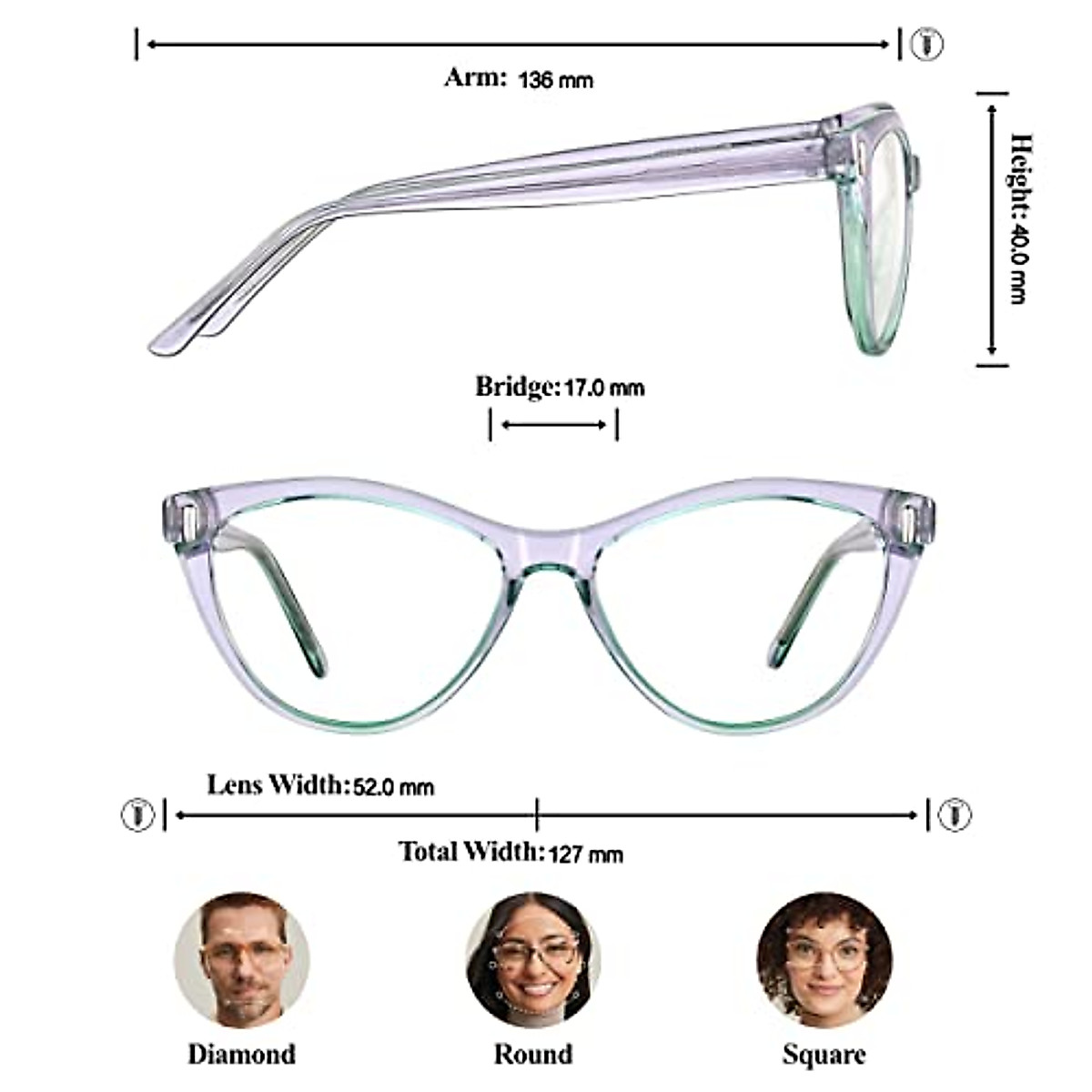 ZENNI Blue Light Blocking Glasses for Women Stylish Lavender TR90 Cat-Eye Frame Relieve Digital Screen Eye Strain Light Eyewear UV Protection