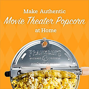 Franklin's Original Whirley Pop Stovetop Popcorn Machine Popper. Delicious & Healthy Movie Theater Popcorn Maker. FREE Organic Popcorn Kit. Makes Popcorn Just Like the Movies.