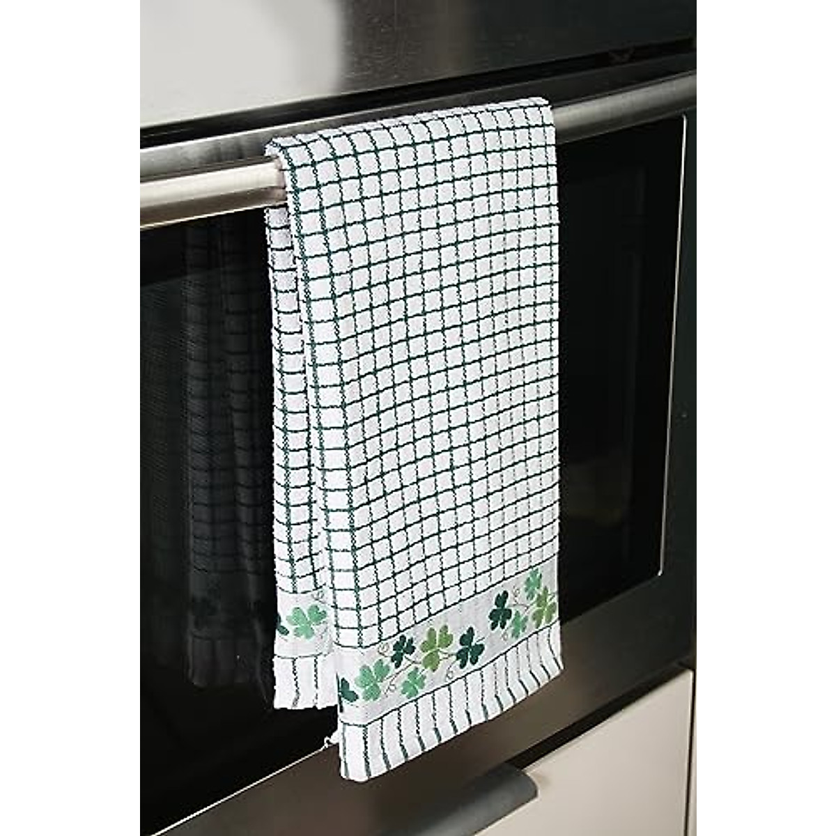 Samuel Lamont Poli-dri Jacquard Towel White with Green and SHAMROCK trim