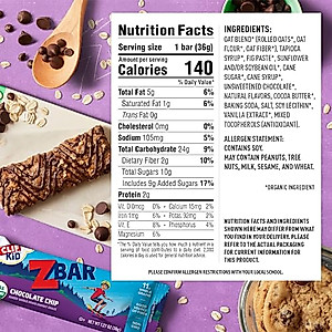 CLIF Kid Zbar - Chocolate Chip - Soft Baked Whole Grain Snack Bars - USDA Organic - Non-GMO - Plant-Based - 1.27 oz. (24 Pack)