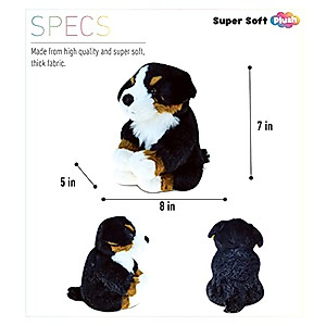 DolliBu Bernese Mountain Dog Plush - Super Soft Stuffed Animal Bernese Mountain Dog, Cute Pet Life Brown Stuffed Dog Plush, Adorable Plush Animal Dog Gift for Baby, Kids, and Adults - 8 Inches