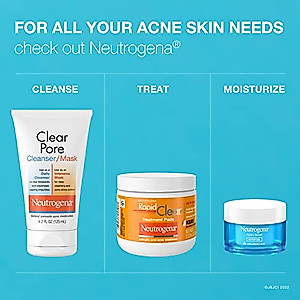 Neutrogena Clear Pore 2 in 1 Facial Cleanser/Face Mask with Kaolin & Bentonite Clay & 3.5% Benzoyl Peroxide Acne Treatment Medication, Daily Face Wash & Shine Control Clay Mask, 4.2 fl. Oz (Pack of 6)