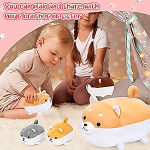 5 Pcs Stuffed Mommy Babies Dog Pillows 17.7 Inch Shiba Inu Plush Animals Toys with 5.9 Inch Small Corgi Dog Puppy Babies Plush Pillows 4 in 1 Kawaii Puppy with Babies Inside Toys Gift for Girls Boys