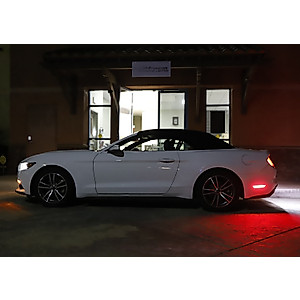 iJDMTOY Smoked Lens Red Full LED Rear Side Marker Light Kit Compatible with Ford 2015-up Mustang, Powered by 48-SMD LED, Replace OEM Back Sidemarker Lamps