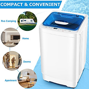 Nictemaw Portable Washing Machine 17.8Lbs Portable Washer 2.3 Cu.ft Full Automatic Washer and Dryer Combo with 8 Programs 3 Water Temps 3 Water Levels, Drain Pump, Wheels, for Apartment Home RVs