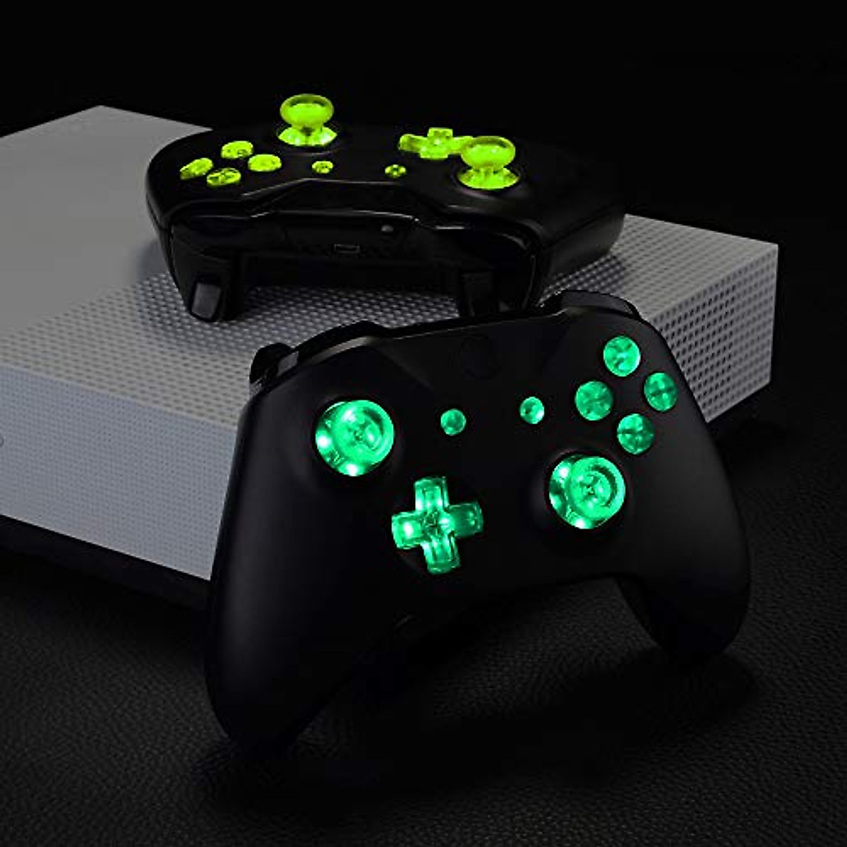 eXtremeRate Multi-Colors Luminated Dpad Thumbsticks Start Back ABXY Action Buttons (DTF) LED Kit for Xbox One Standard, Xbox One S X Controller 7 Colors 9 Modes Button Control -Controller NOT Included