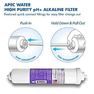 APEC 10" US Made High Purity Ph+ Calcium Carbonate Alkaline Filter with ¼” Quick Connect For Reverse Osmosis Water Filter System (For Standard System, Replacement Filter Only FI-PHPLUS-QC)