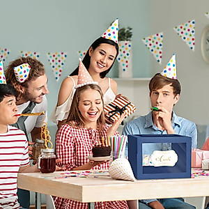 1 Pack Navy Blue Card Box for Party, Transparent Gift Cards Receiving Box Wedding Card Box Money Box for Birthday, Bridal or Baby Showers, Retirement, Anniversary, Graduation, Raffle Ticket Box