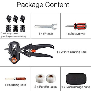 FUNTECK 2-in-1 Grafting Tools Pruner Kit, V-Graft Omega-Graft and U-Graft, Perfect for Fruit Tree Grafting, Including Grafting Tapes, Grafting Knife & Replacement Blades