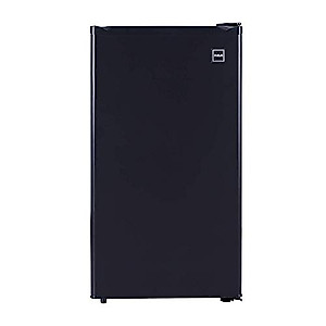 RCA RFR321-B-Black-COM RFR321 Single Mini Refrigerator-Freezer Compartment-Adjustable Thermostat Control-Reversible Doors-Ideal for for Dorm, Office, RV, Garage, Apartment-Black Cubic Feet, 3.2 CU.FT