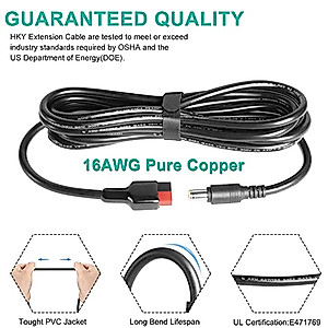 HKY Extension Cord DC 8mm to 45A Connector Cable for Solar Panels Goal Zero Yeti Anderson Powerpole to MAXOAK SUAOKI Portable Power Station Freely Assembleable to GZ Port 10ft 3M 16AWG Wire